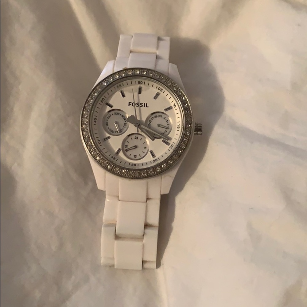 Authentic White Fossil Watch - Gem